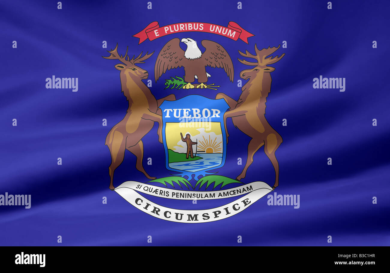 Flag of Michigan - USA Stock Photo - Alamy