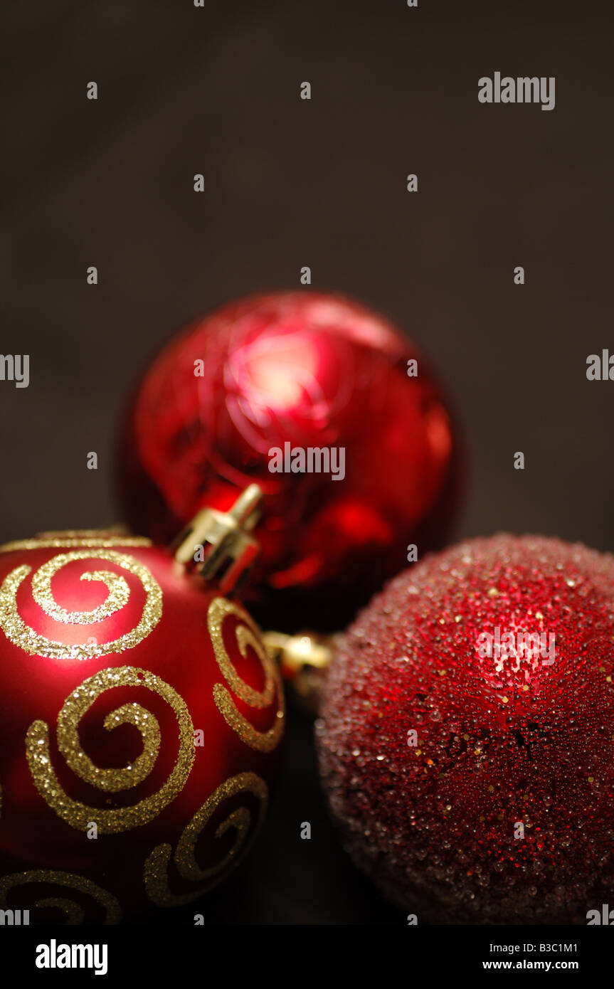 Three Christmas baubles Stock Photo - Alamy