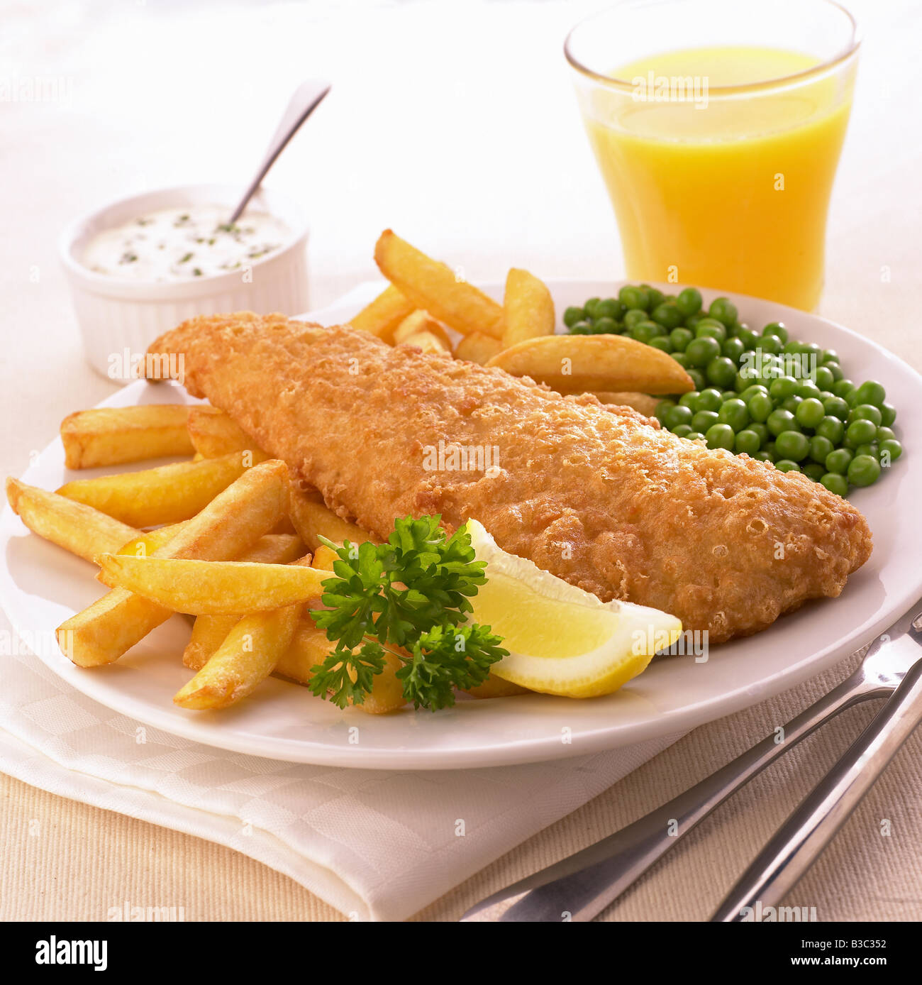 Fish and chips on a plate Stock Photo - Alamy