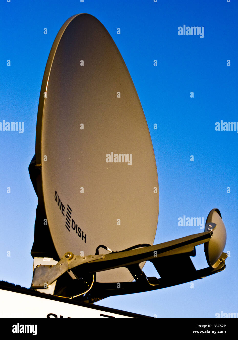 mobile satellite dish close up detail Stock Photo - Alamy
