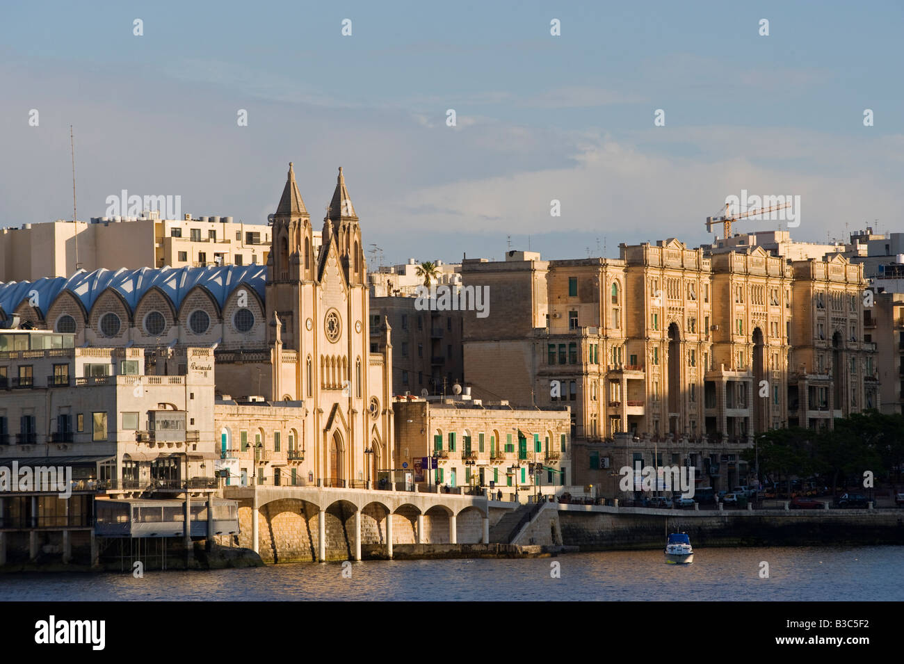 Malta, St Julian's Bay. The .Carmelite Centre and church at the head of ...