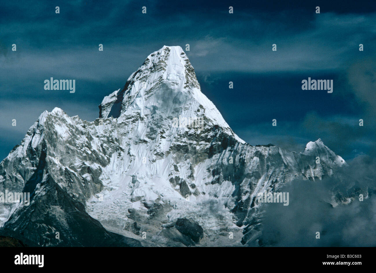 East Nepal, Khumbu Region, 6,856m peak of Ama Dablam. Ama Dablam is ...