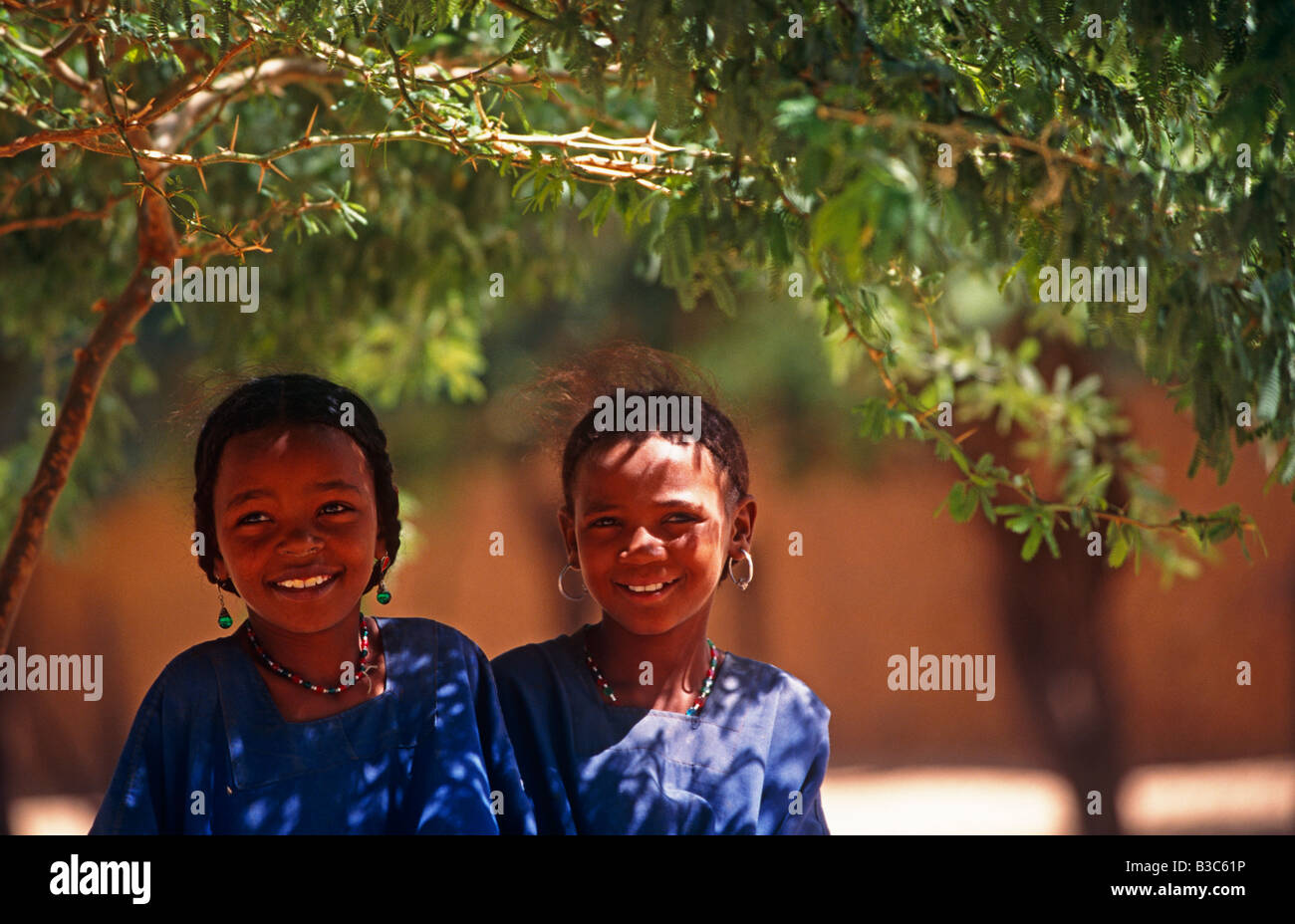 Niger, Timia Oasis. Two Tuareg Children in the Oasis village of Timia ...