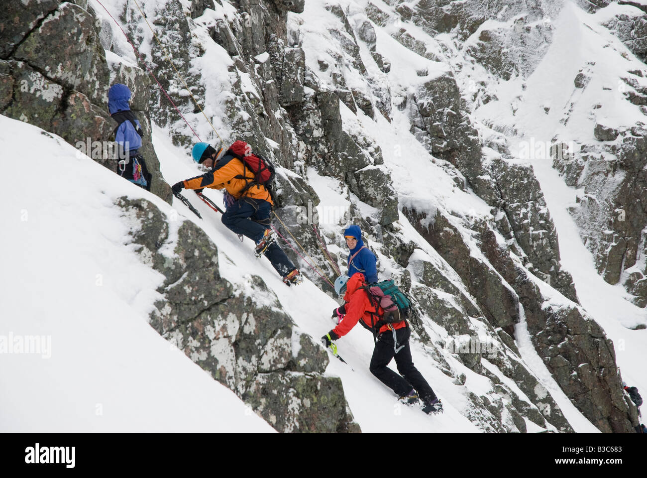 Scotland, Scottish Highlands, Glencoe. Ice Climbing on the cliffs of ...