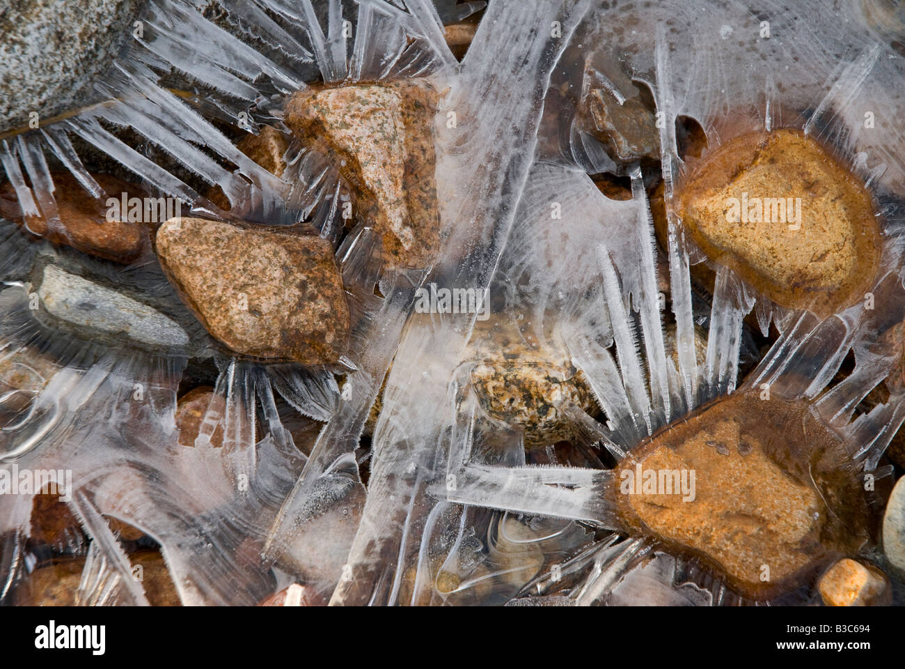 Scotland, Scottish Highlands, Glencoe. Frozen Rocks in a riverbed below ...