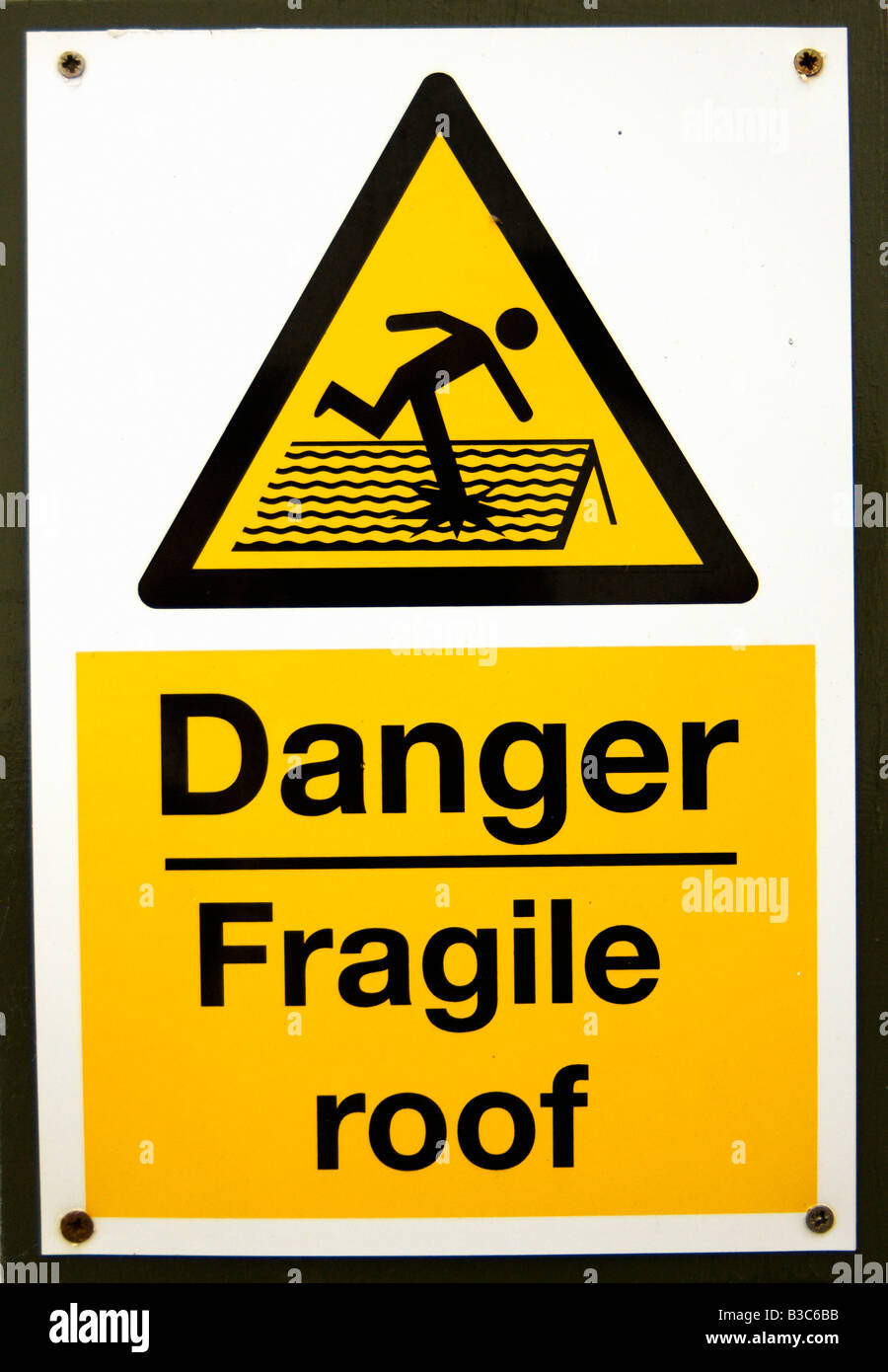 danger fragile roof sign yellow warning white black health safety ...