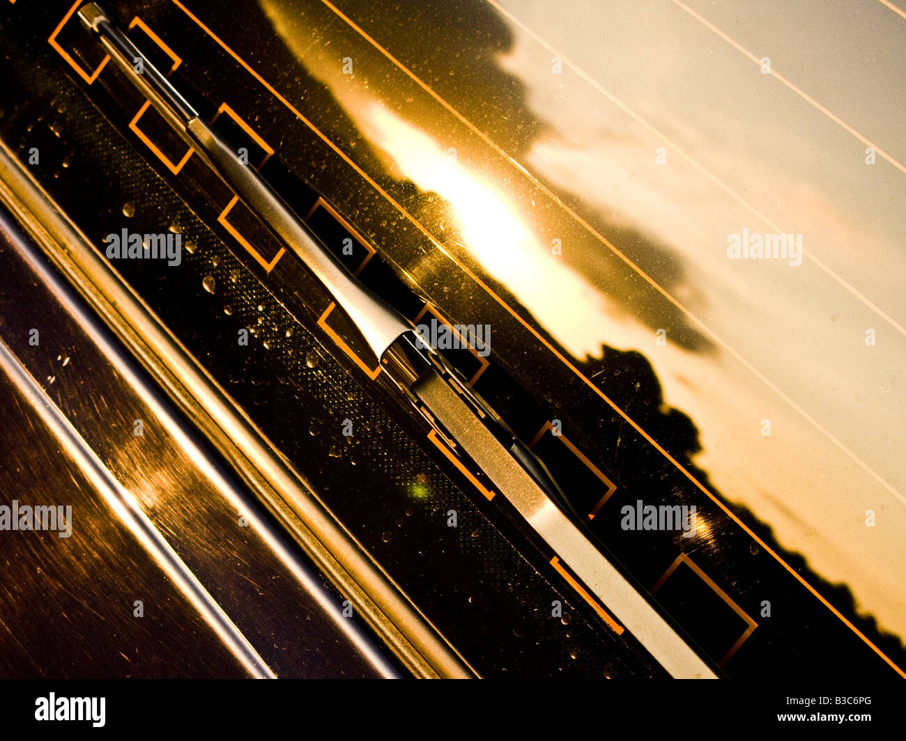 detail of back wiper and sunset reflection Stock Photo - Alamy