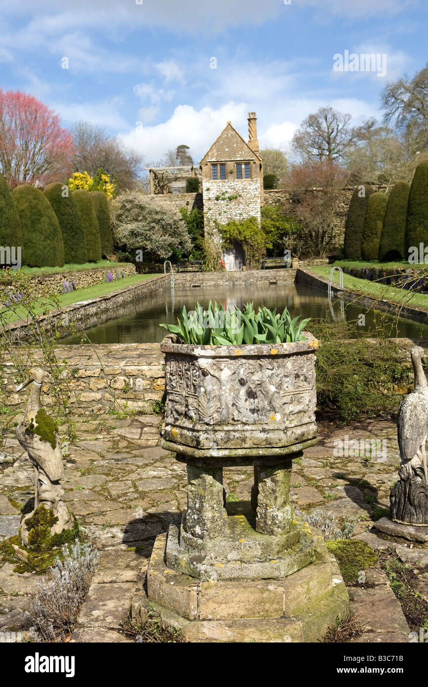 England, Dorset. Mapperton House is a romantic valley garden deep into ...