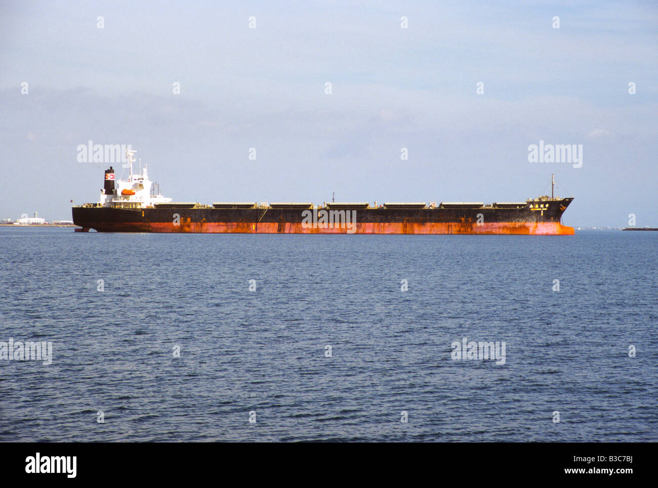 Oil tanker ship in ocean offshore from Los Angeles, California, USA ...