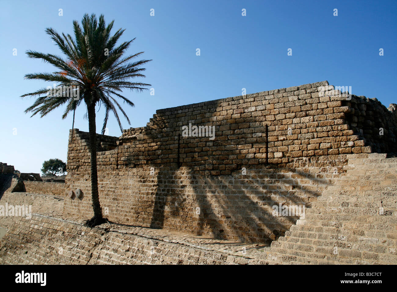 Israel, Caesarea. Part of the remains of the fortress at Caesarea ...