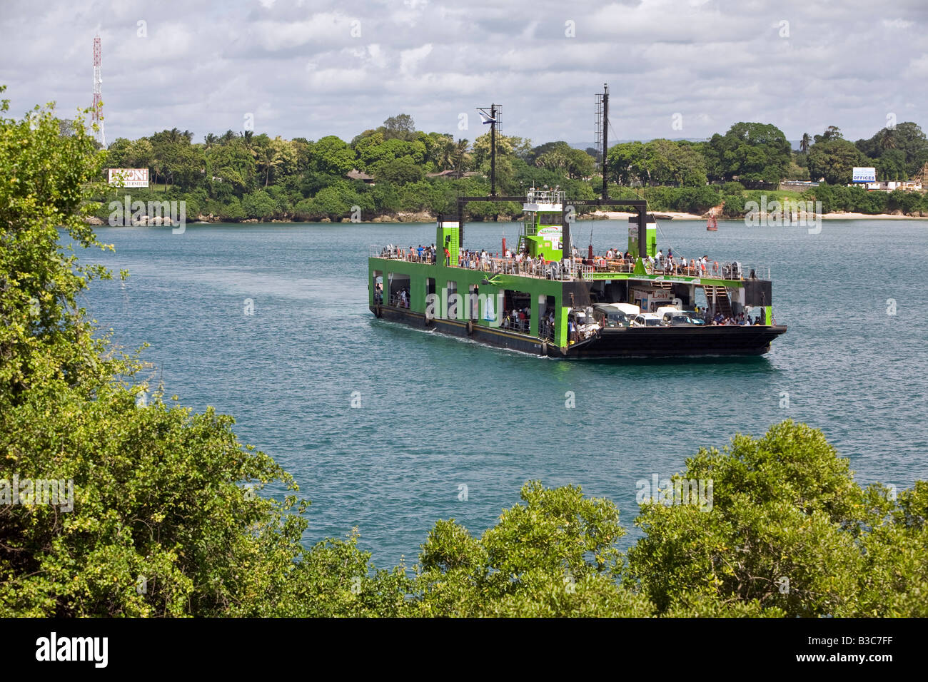 Kenya, Mombasa. One of the Likoni ferries that connects Mombasa Island ...