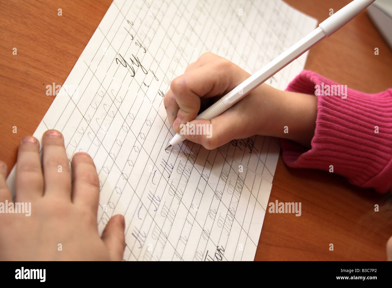 little girl writing Stock Photo - Alamy