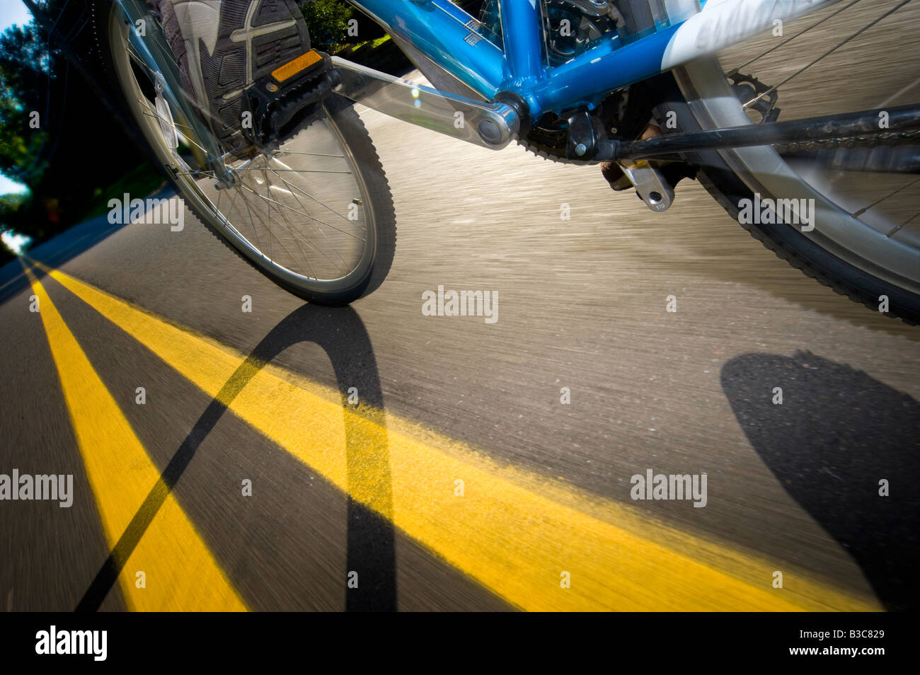 Bike Bicycle Cycling Biking Tire Fast Motion Blur On Road Street Detail ...