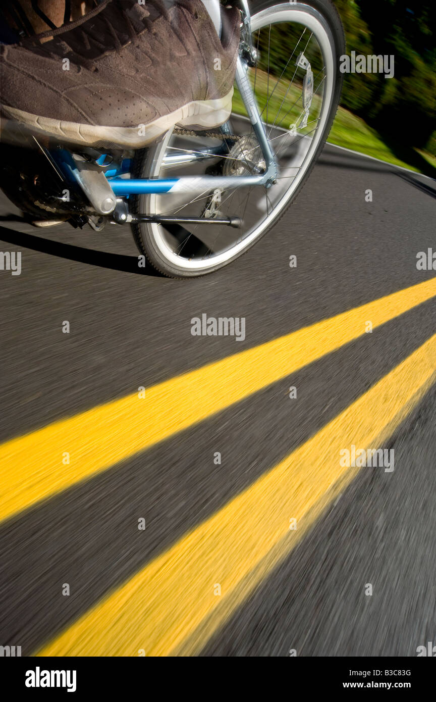 Bike Bicycle Cycling Biking Tire Fast Motion Blur On Road Street Detail ...