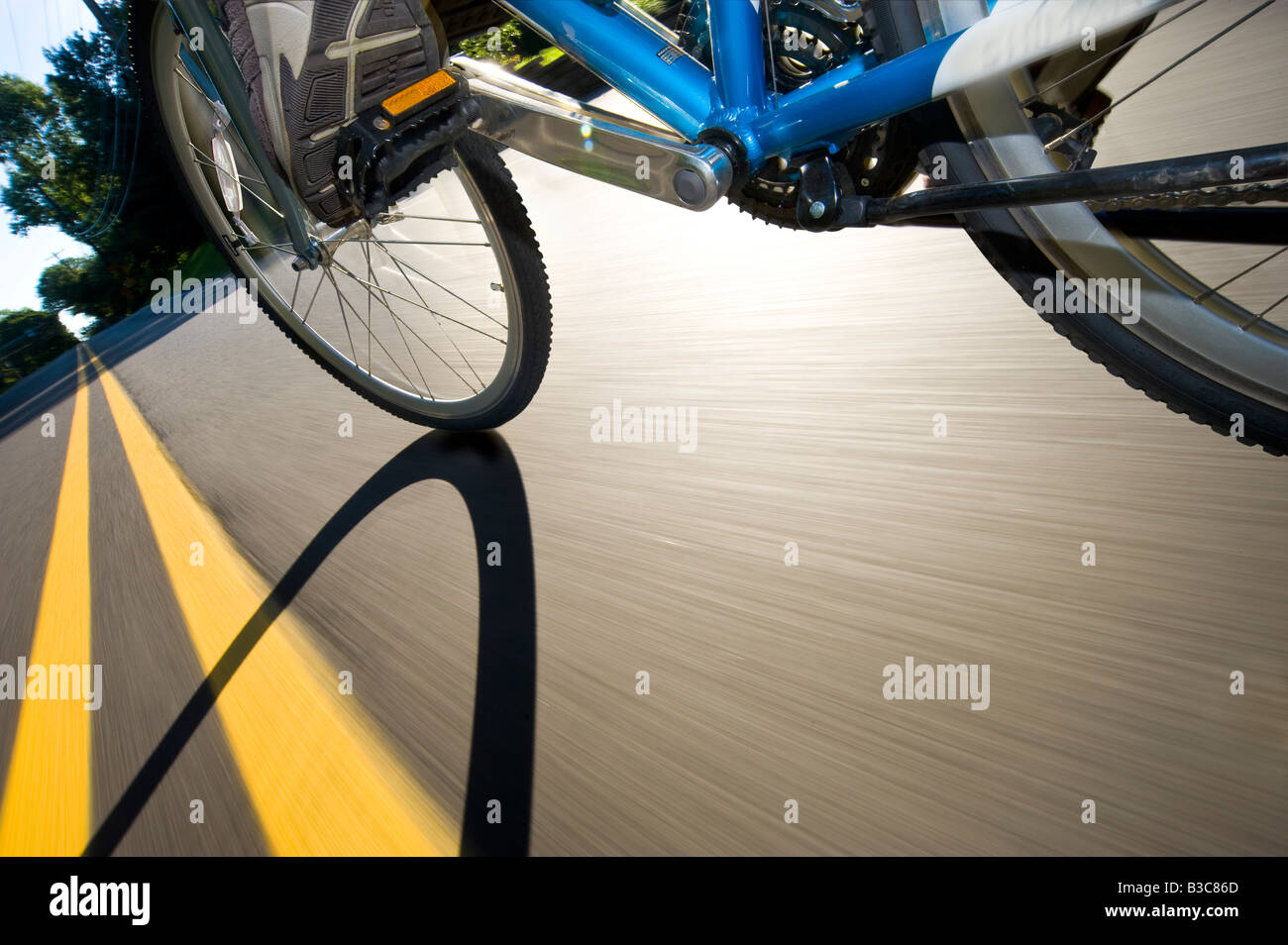 Bike Bicycle Cycling Biking Tire Fast Motion Blur On Road Street Detail ...