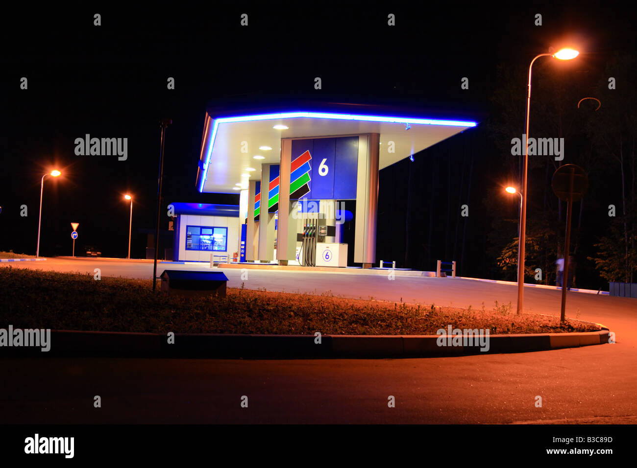 Gasoline station at the night Stock Photo - Alamy