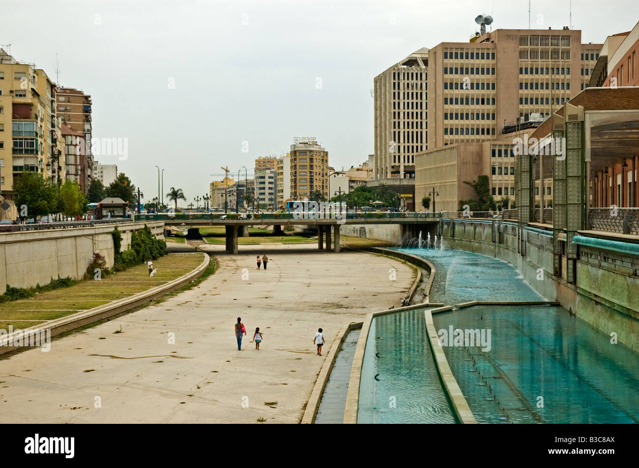 The concrete bed and constructed banks of the River Guadalmedina ...