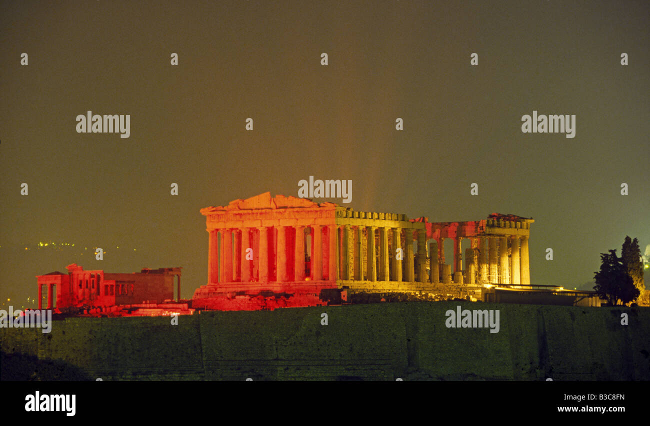 Parthenon Lights At Night