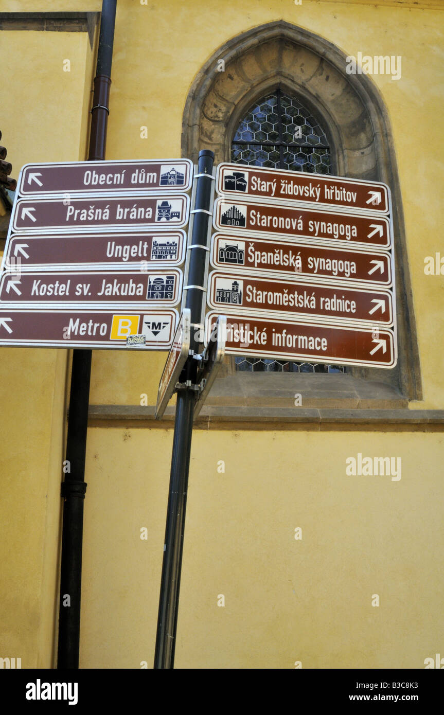 Direction signs by the St Castullus church to attractions and ...
