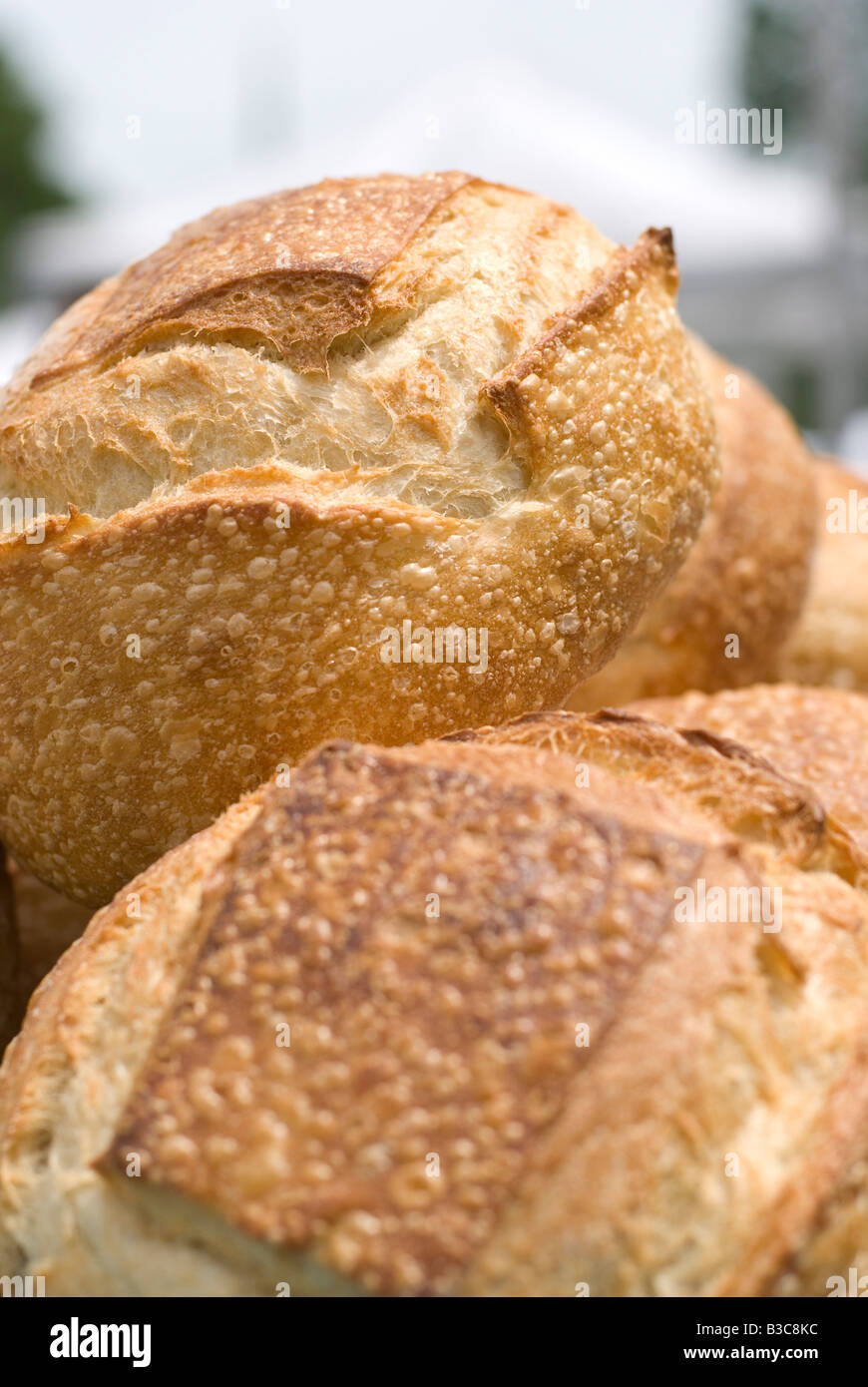 Loaves of bread for sale at a farmers market Stock Photo - Alamy