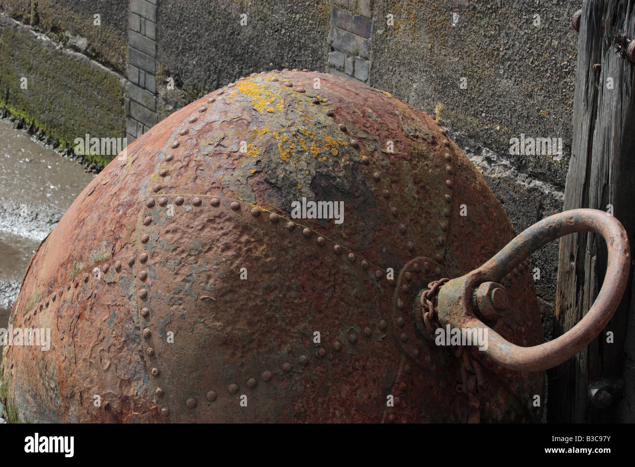 Rust and Lichen Encrusted 19c Iron Mooring Buoy in Bo'ness Harbour ...