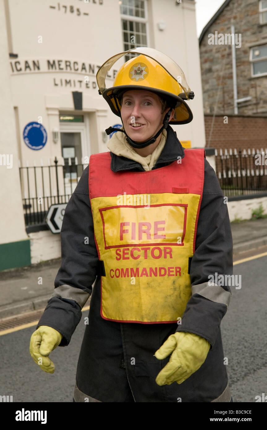 Fire brigade attending an incident at Cardigan west wales UK - woman ...