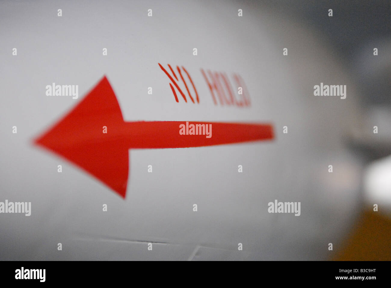 Aircraft signage with Red Arrow Stock Photo - Alamy