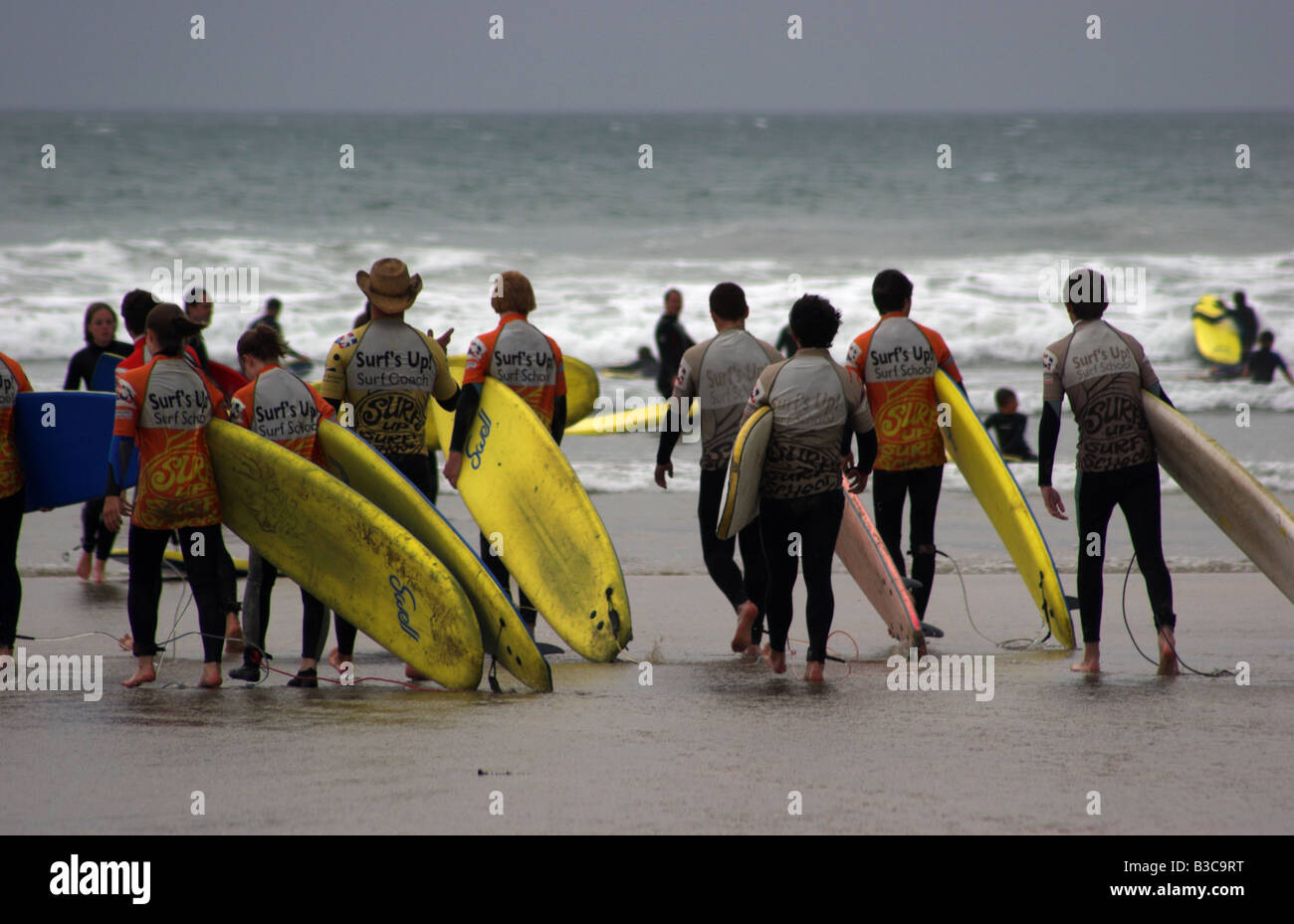 Surfs-up surf lessons Stock Photo - Alamy