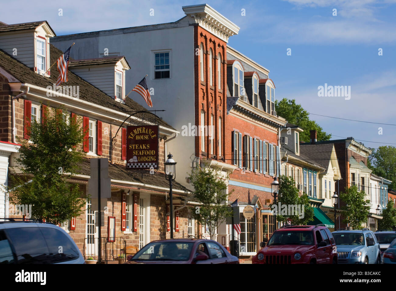 Business district of Newtown Bucks County Pennsylvania Stock Photo - Alamy