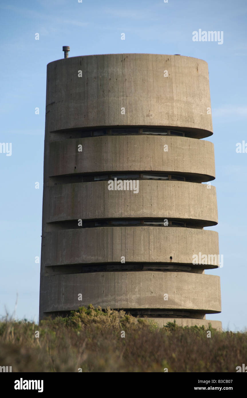 German tower at Lihou Point Guernsey, Channel Islands. Portrait crop ...