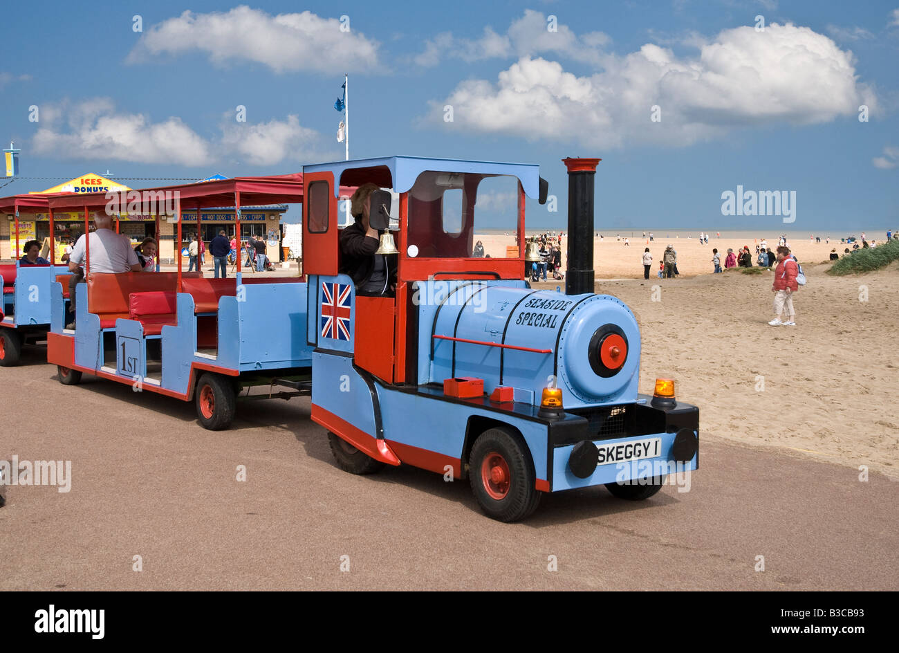 Skegness Lincolnshire UK Land Train and beach Stock Photo - Alamy