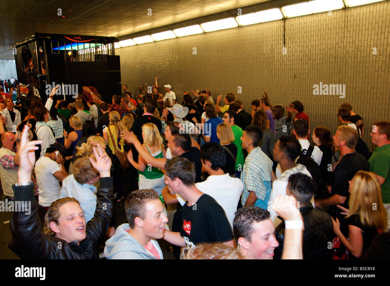 Dance Parade Summer Rotterdam Carnival teenager men women crowd walking ...