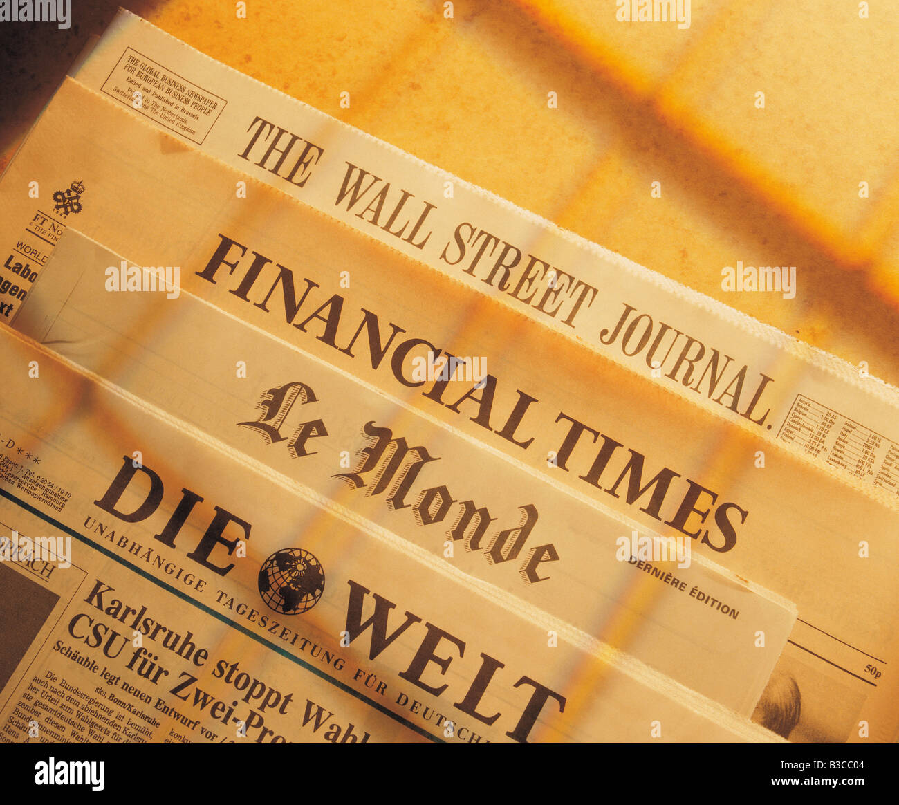 Still life. Various newspapers of the World Stock Photo - Alamy