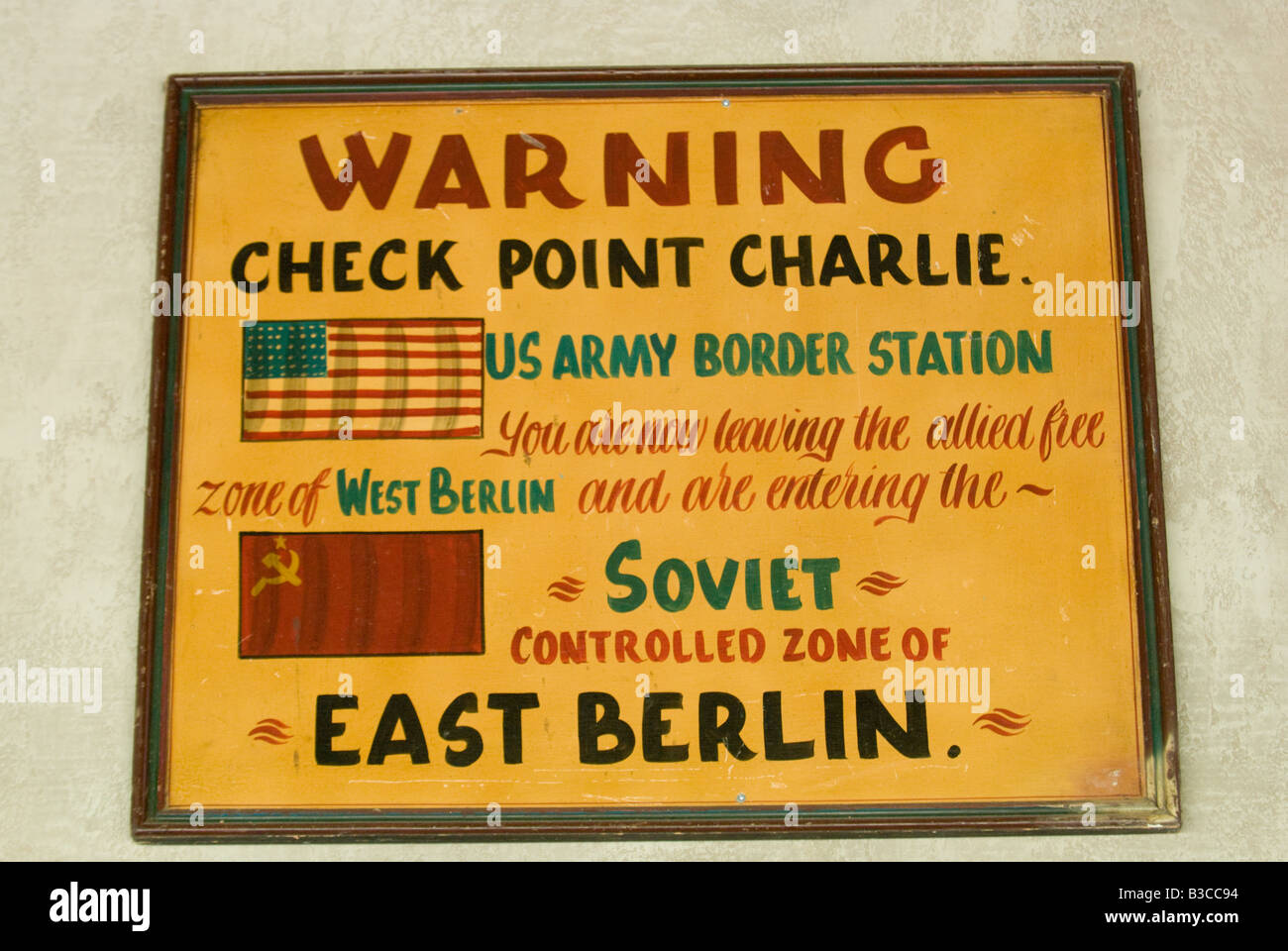Checkpoint Charlie Berlin Allied side Warning sign Stock Photo - Alamy