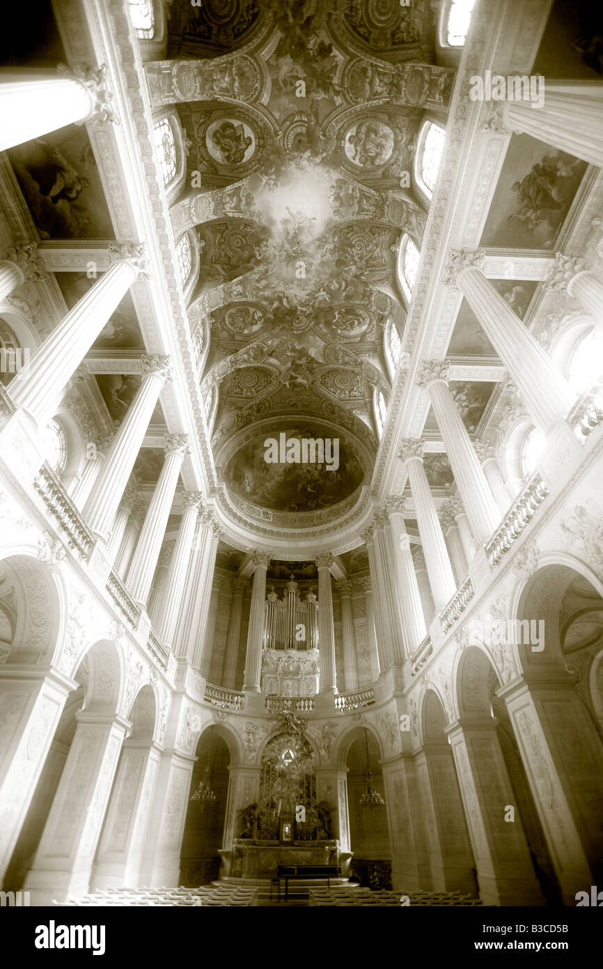 Ceiling in church in the Palace of Versailles, Versailles, France Stock ...