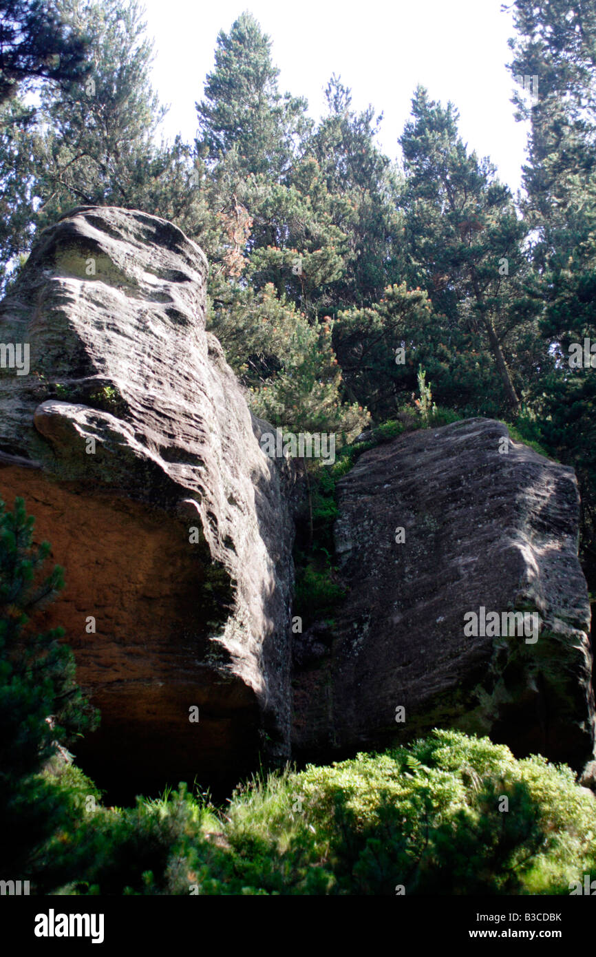 Rocky outcrop along the Simonside Ridge walk, Northumberland, UK Stock ...