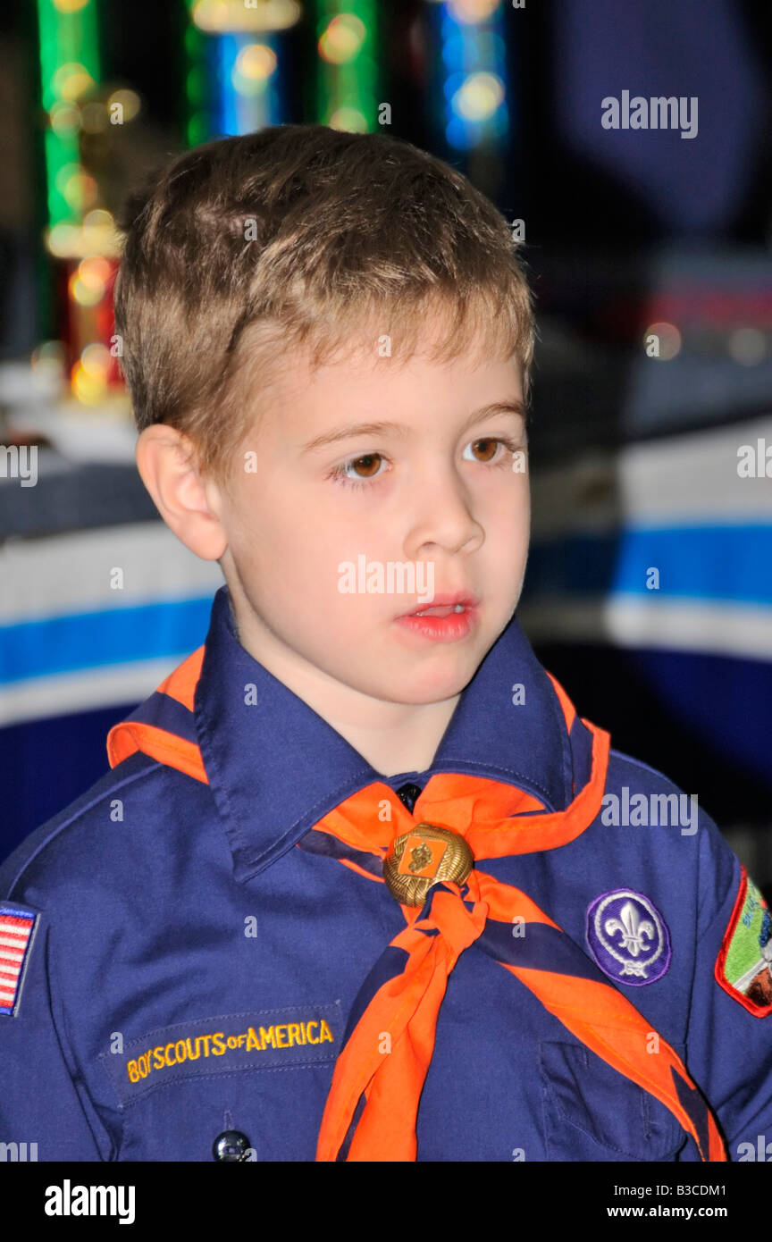 Young American Cub Scout in uniform Stock Photo - Alamy