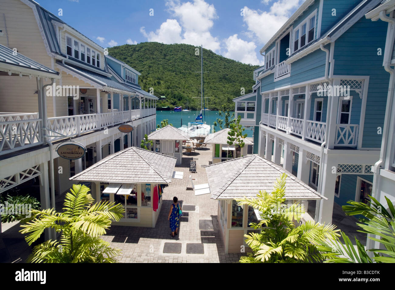 A tourist in the shopping mall, Marigot Bay, St Lucia, "West Indies ...
