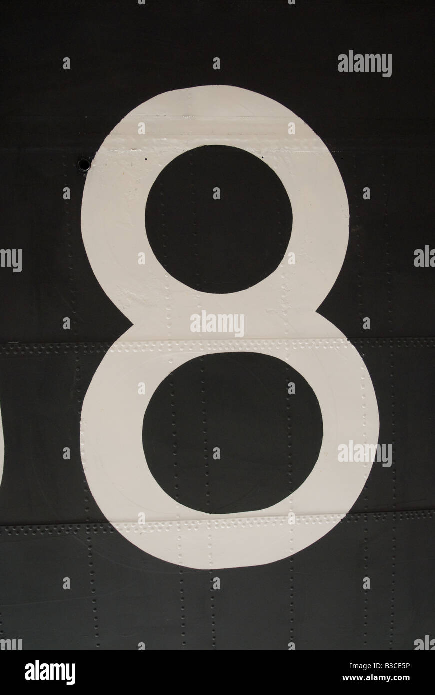 Eight number 8 White on Black Detail of markings on fuselage of WW2 RAF ...