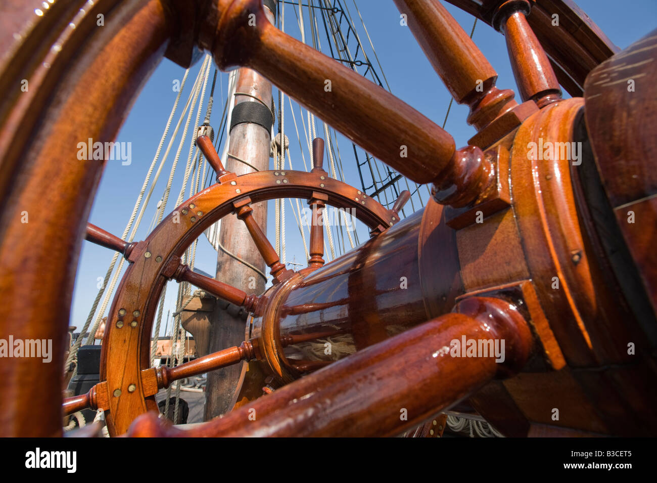 Wheel of a tall sailing ship Stock Photo - Alamy