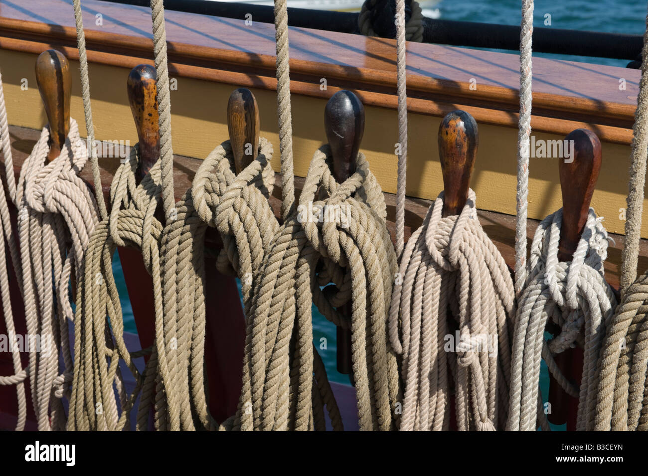 Ropes and rigging for a tall sailing ship Stock Photo - Alamy