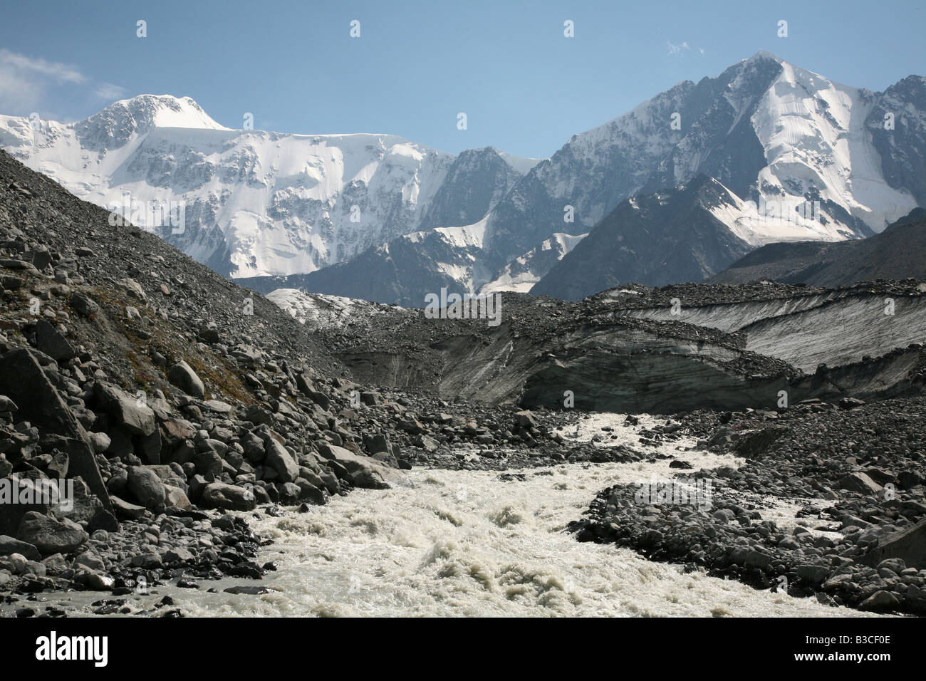 Belukha Mountain, the highest point in Siberia, with Akkem Glacier and ...
