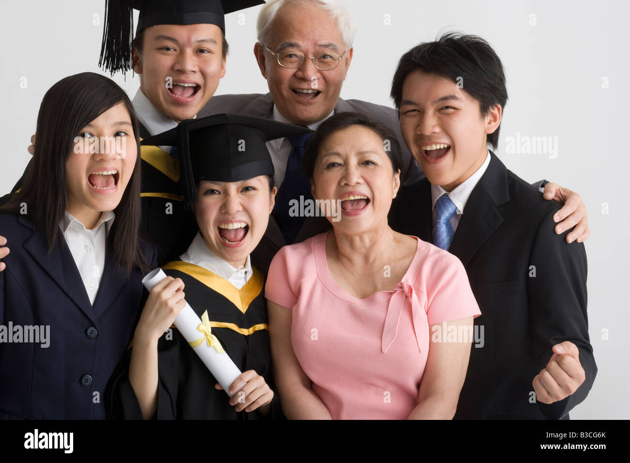 Portrait of a family shouting together Stock Photo - Alamy