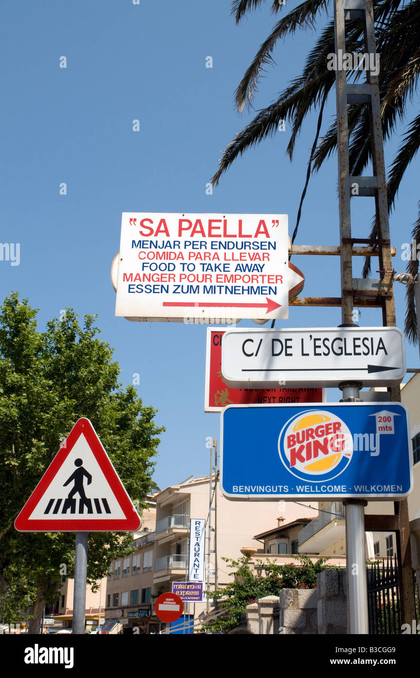 Road signs Majorca Spain Stock Photo - Alamy