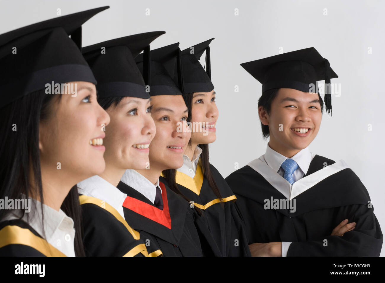 Five young graduate students smiling together Stock Photo - Alamy