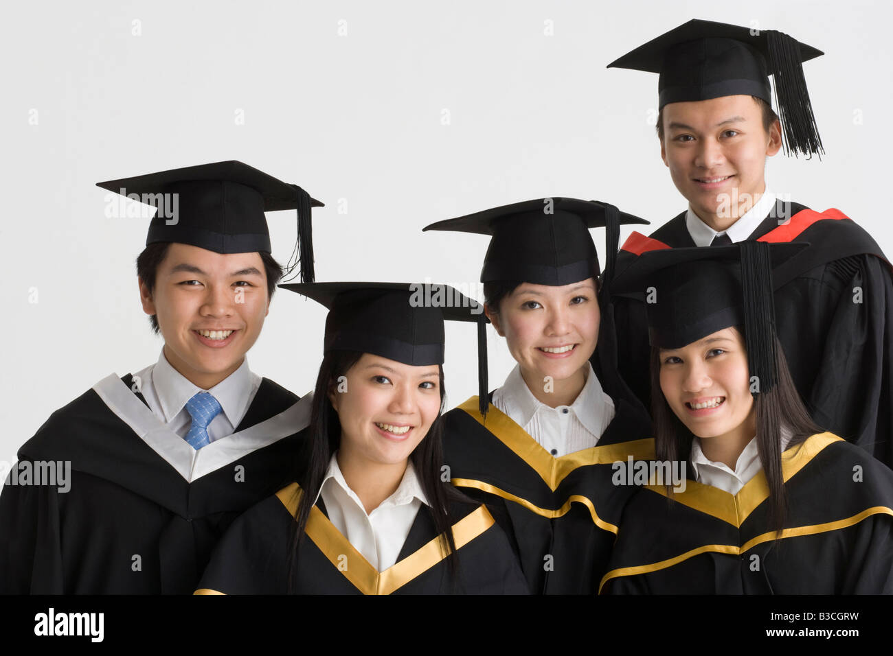 Portrait of five graduate students smiling together Stock Photo - Alamy