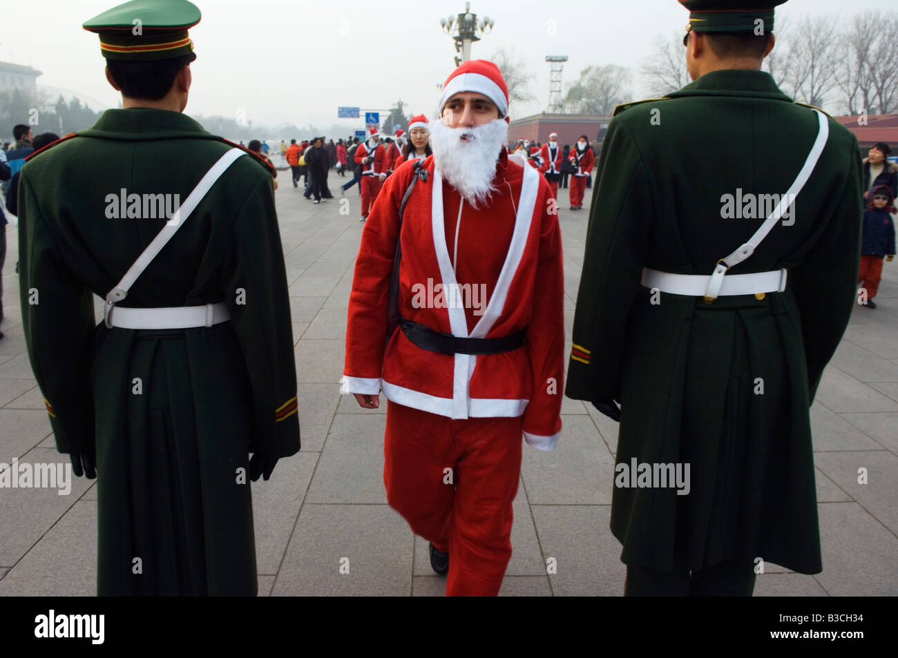 China, Beijing, Tiananmen Square. A foreign resident dressed up as ...