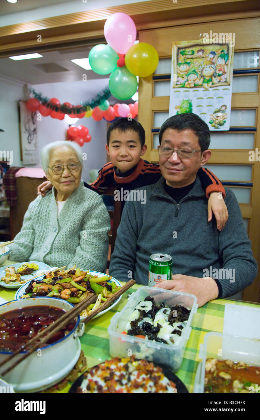 China, Beijing. Chinese New Year Spring Festival family dinner ...