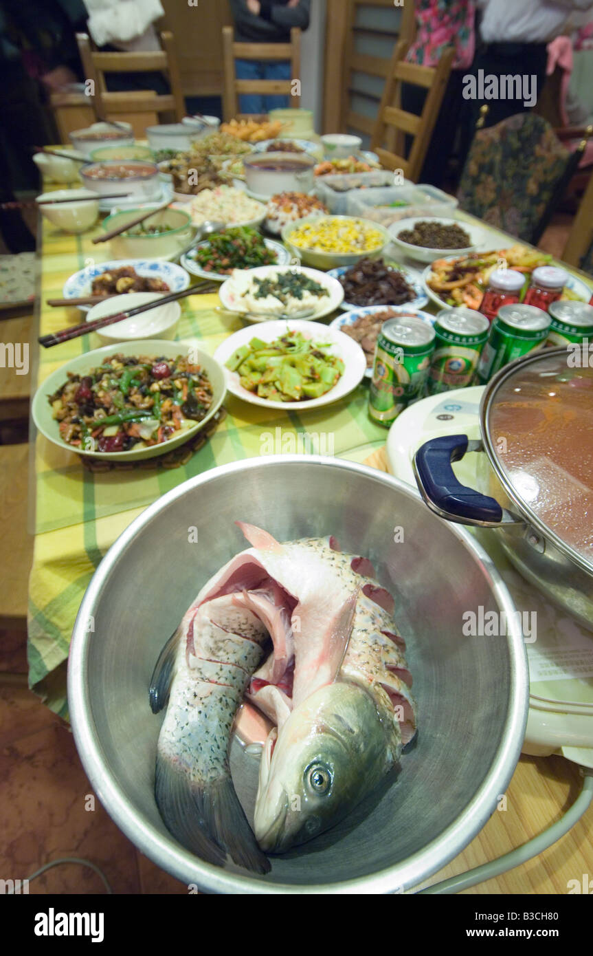 China, Beijing. Chinese New Year Spring Festival family dinner ...