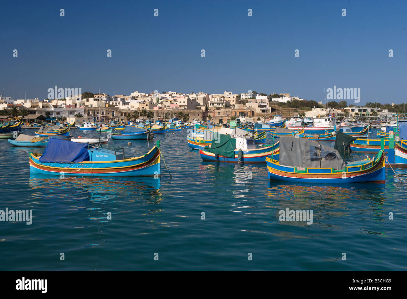 Traditional Fishing Boats Marsaxlokk Malta Stock Photo - Alamy